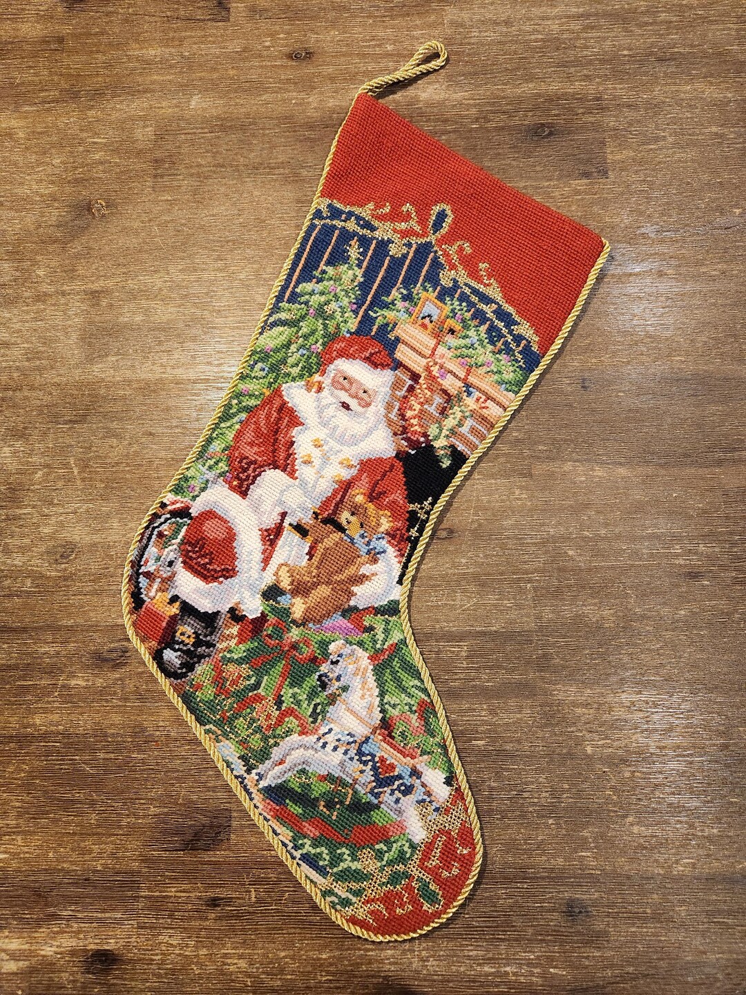 Big Wool Needlepoint Christmas Stocking, Santa Clause Stocking, 22cm X ...