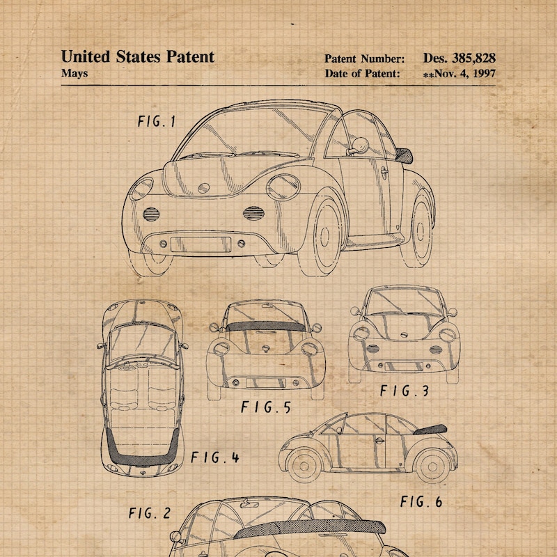 Vw Beetle Blueprint - Etsy