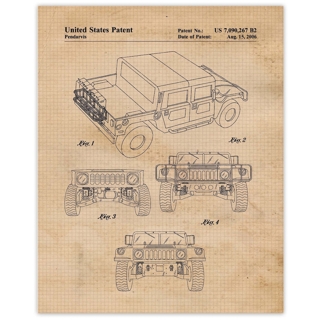 Vintage H1 Truck Patent Prints, 1 Unframed Photos, Wall Art Decor Gifts ...