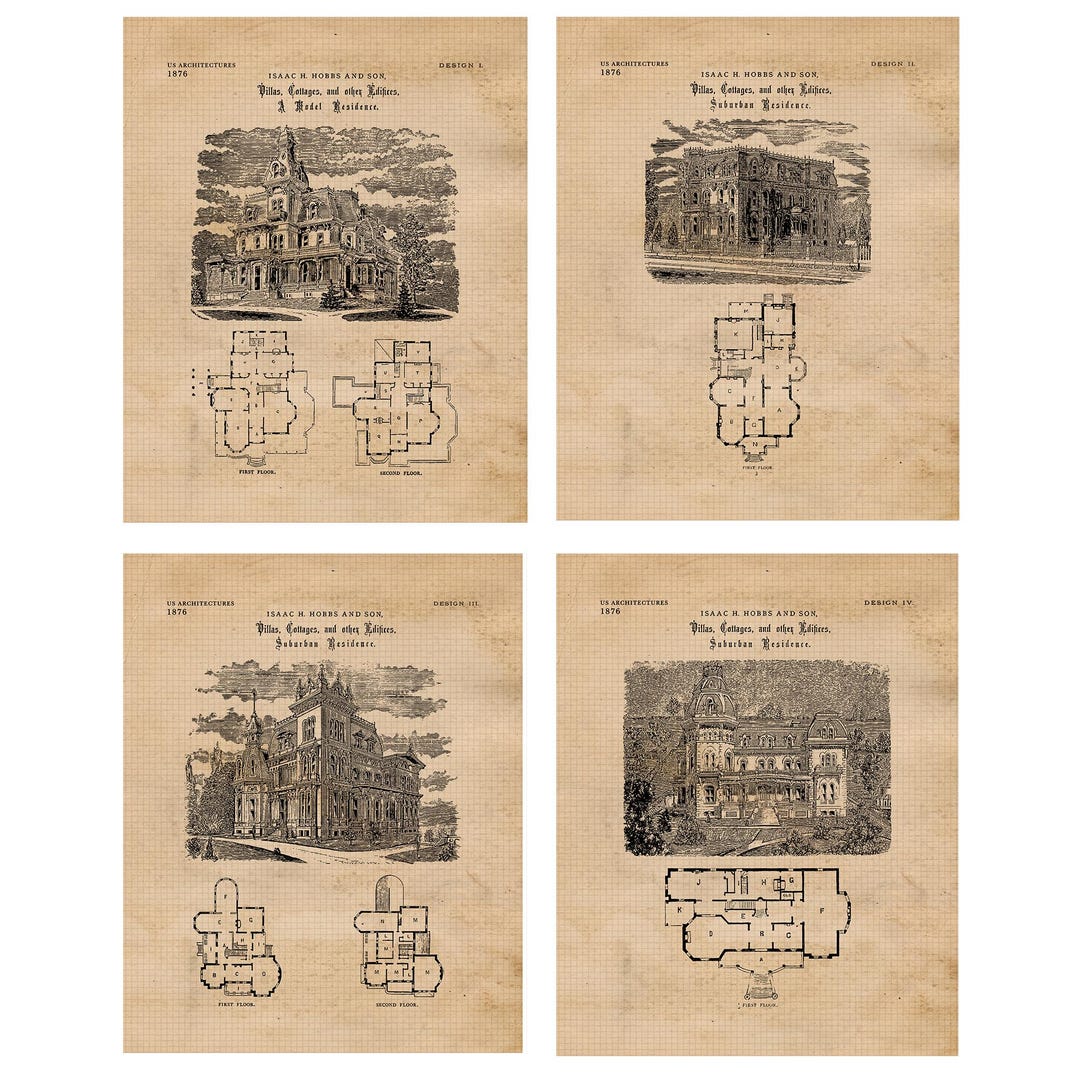 Vintage Hobbs Architecture House Prints, 4 Unframed Photos, Art Gift ...