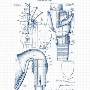 Vintage Bagpipes Patent Prints, 1 Unframed Photos, Wall Art Decor Gift ...