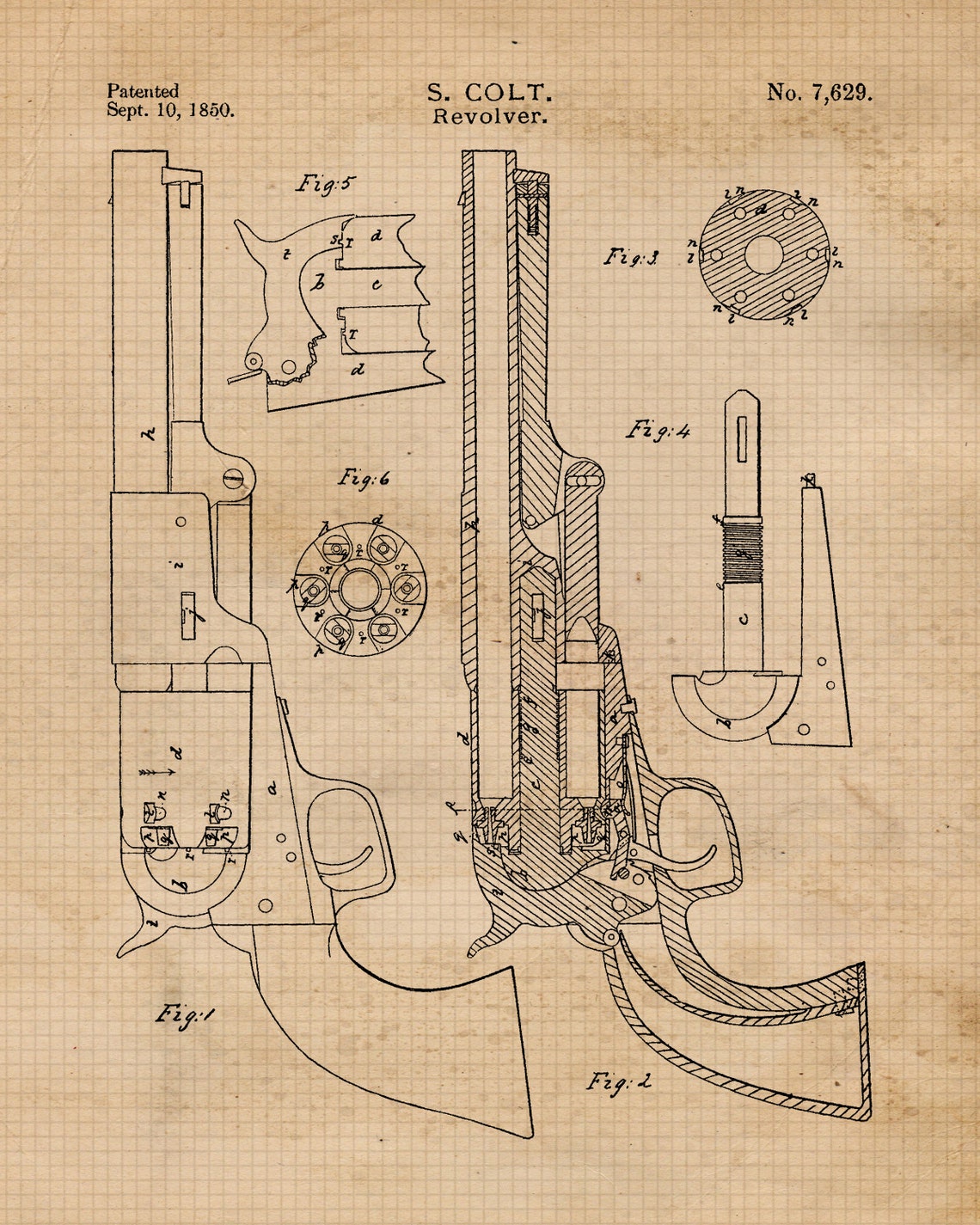 Vintage Colt Revolver Firearm Patent Prints 4 Unframed - Etsy UK