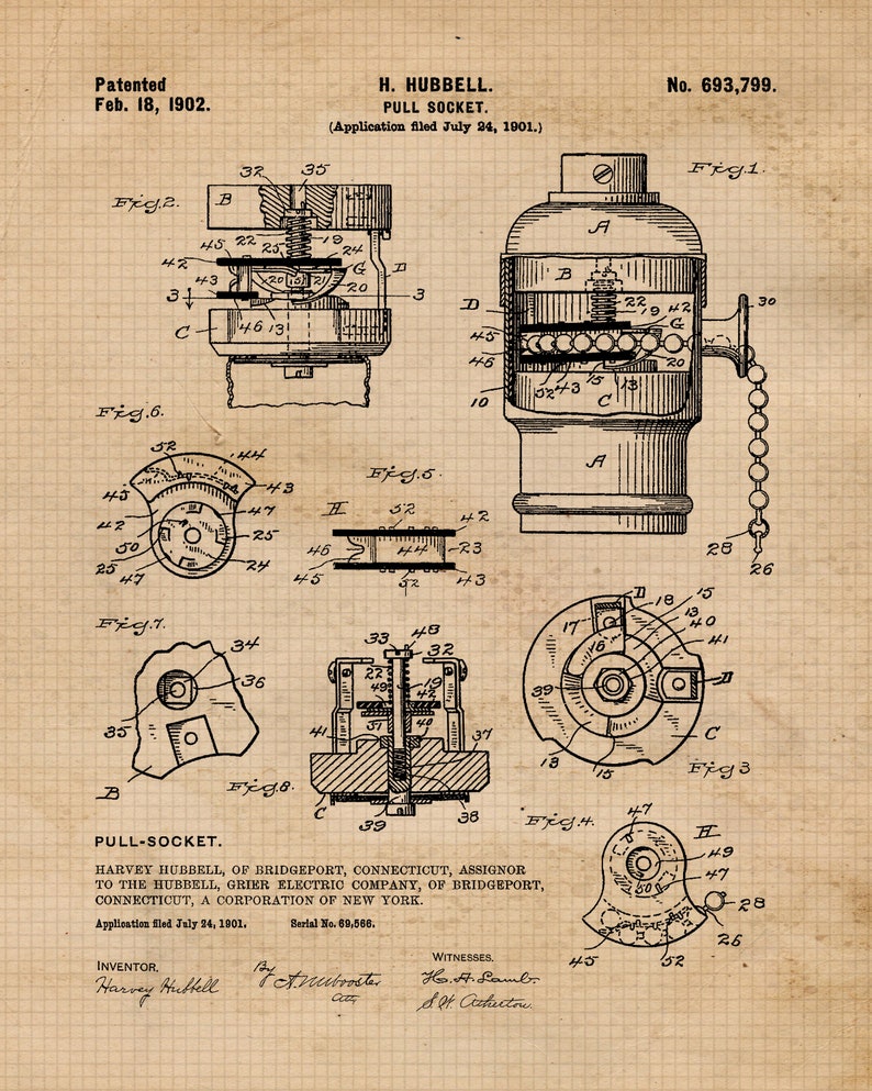 Electric Plug Lightbulb Patent Prints 6 Unframed Photos Wall | Etsy