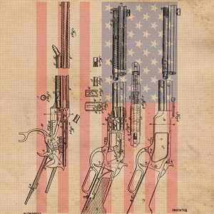 Vintage Winchester Rifle Patent Print, 1 Unframed Photos, Wall Art ...