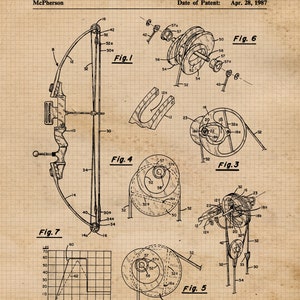 Vintage Bow Arrow Patent Prints, 4 Unframed Photos, Wall Art Decor ...