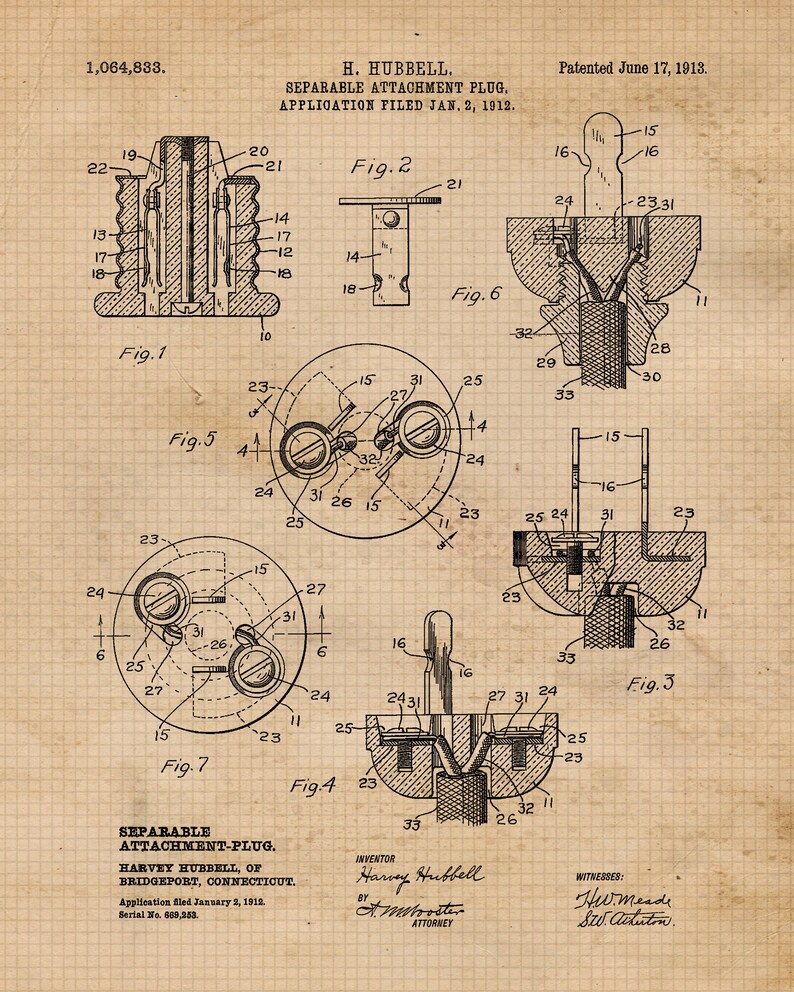 Electric Plug Lightbulb Patent Prints 6 Unframed Photos Wall | Etsy