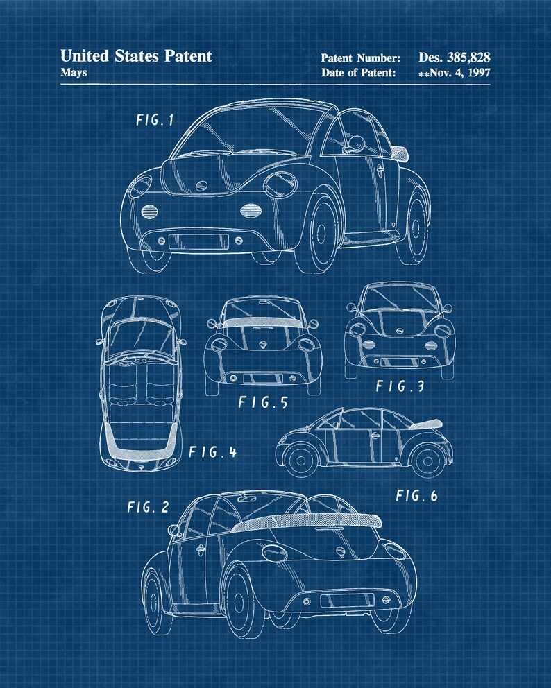 Bug Beetle Auto Patent Prints, 1 Unframed Photo, Wall Art Decor Gifts ...