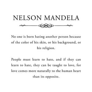 Inspirational Nelson Mandela No One is Born Hating Quote, 1 Unframed ...