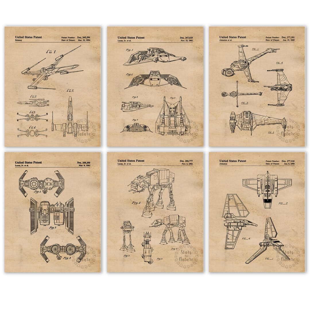 Vintage Star Vessels Patent Prints, 6 Photos Unframed, Wall Art Decor ...