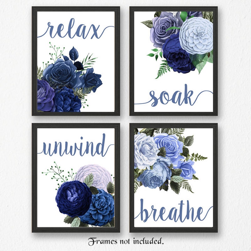 Blue Bathroom Art - Etsy