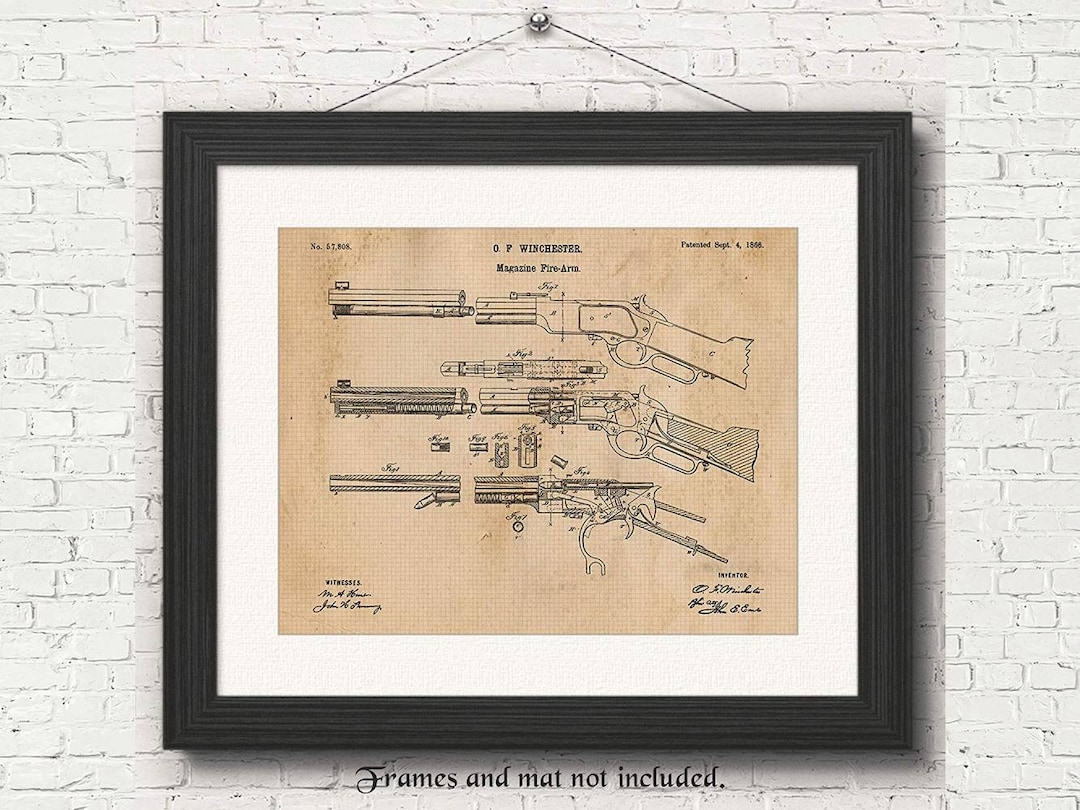 Vintage Winchester Rifle Patent Print, 1 Unframed Photos, Wall Art ...