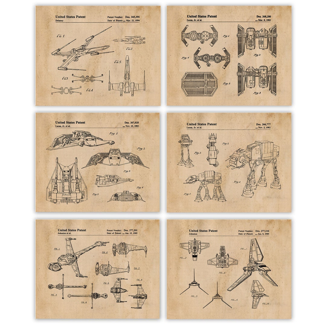 Classic Star Vessels Patent Prints, 6 Unframed Photos, Wall Art Decor ...