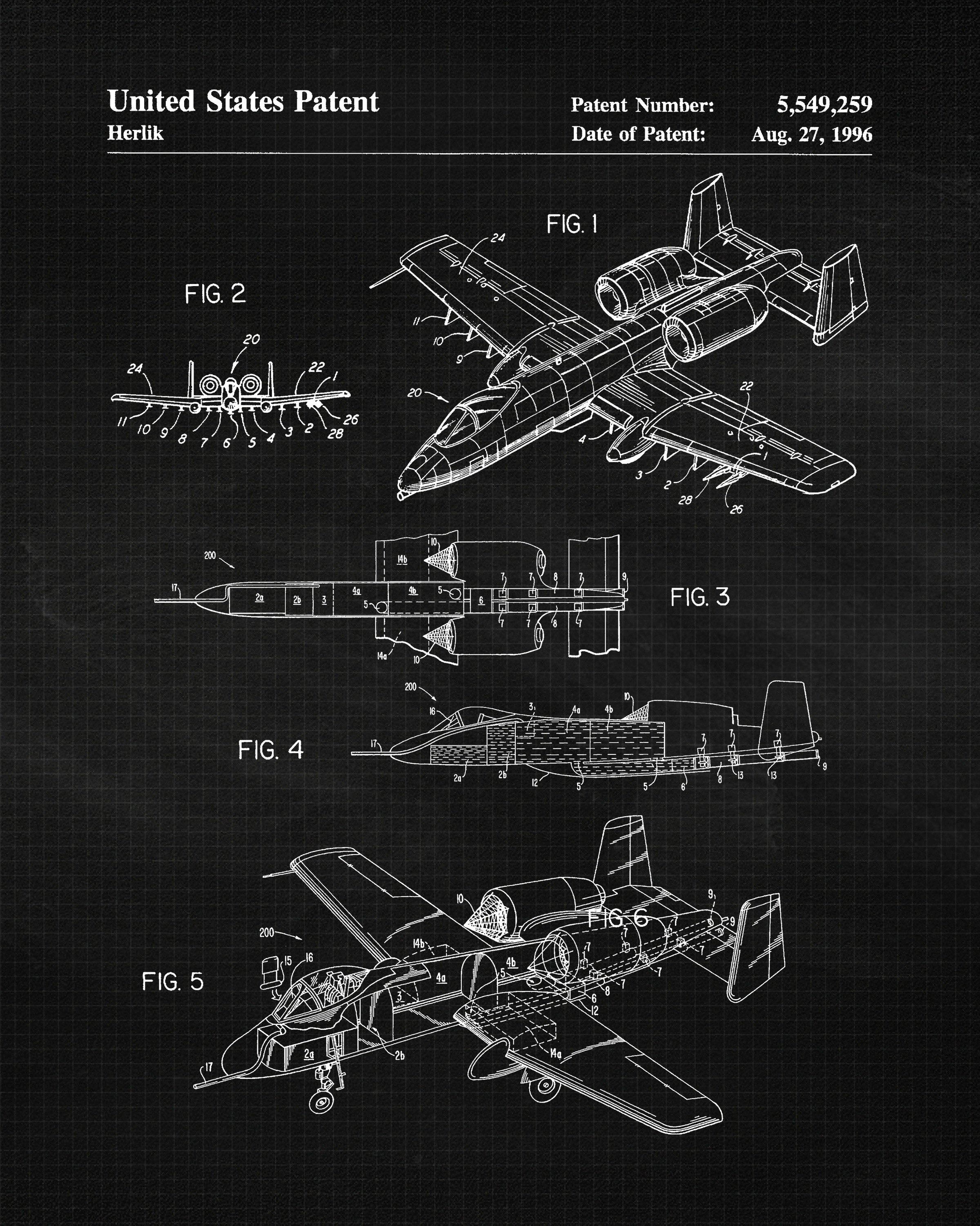 Classic A10 Warthog Thunderbolt Tank Destroyer Aircraft Patent Prints ...