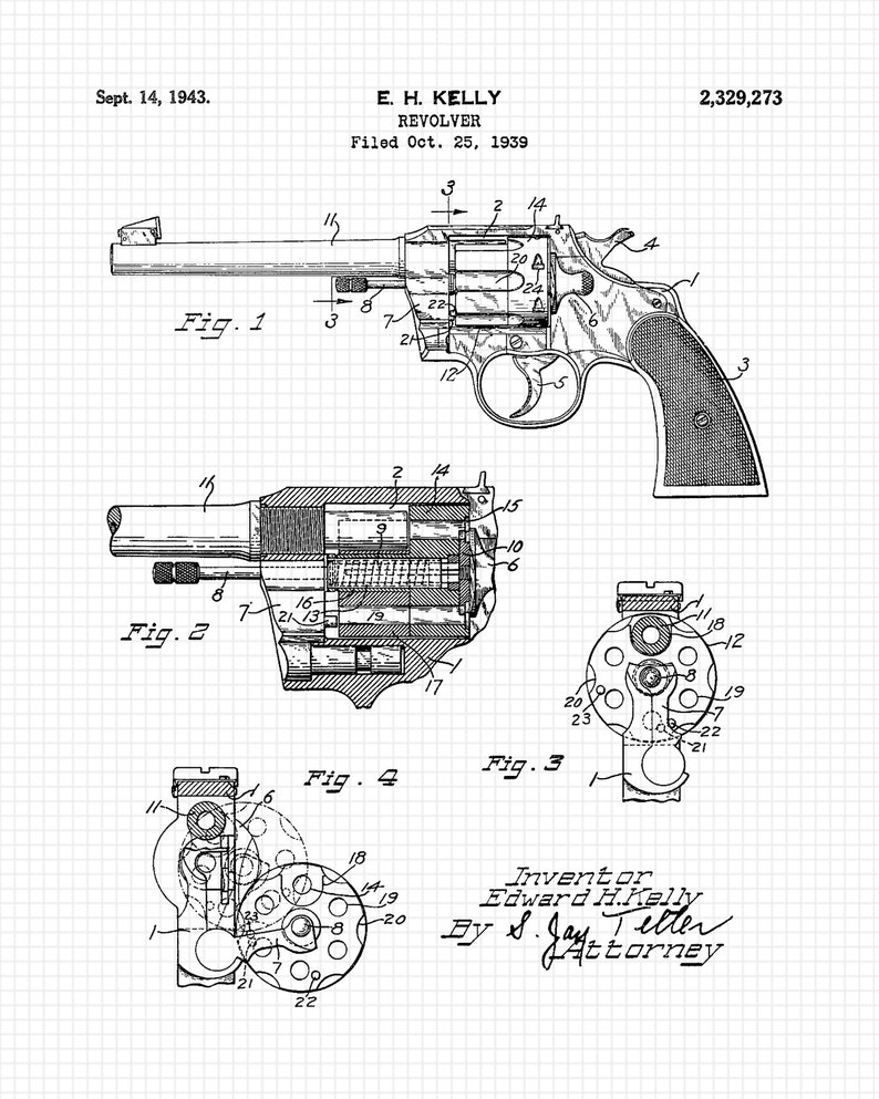 Vintage Colt Revolver Firearm Patent Prints 4 Unframed - Etsy