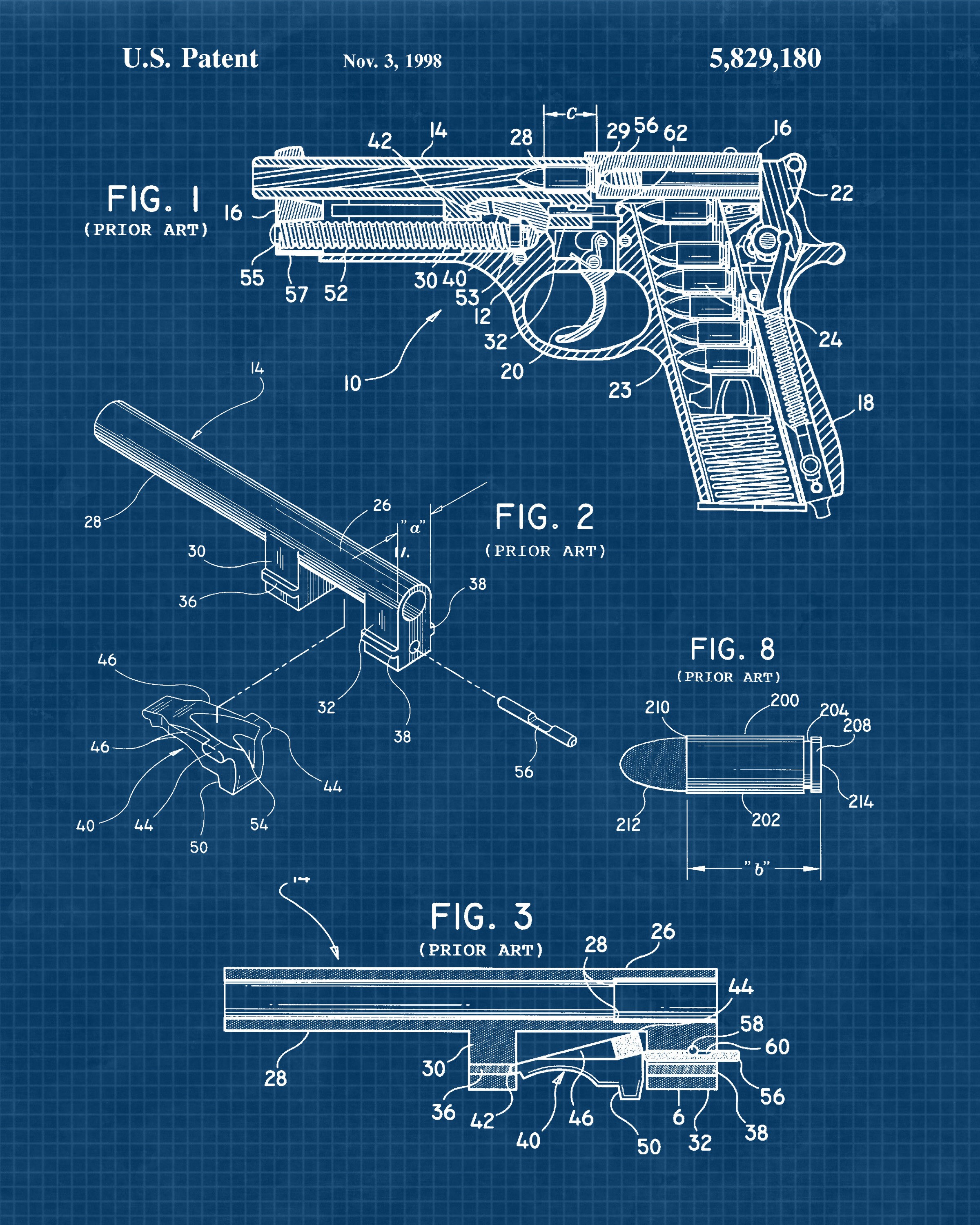 Classic Beretta M9 Pistol Patent Prints, 1 Unframed Photos, Wall Art ...