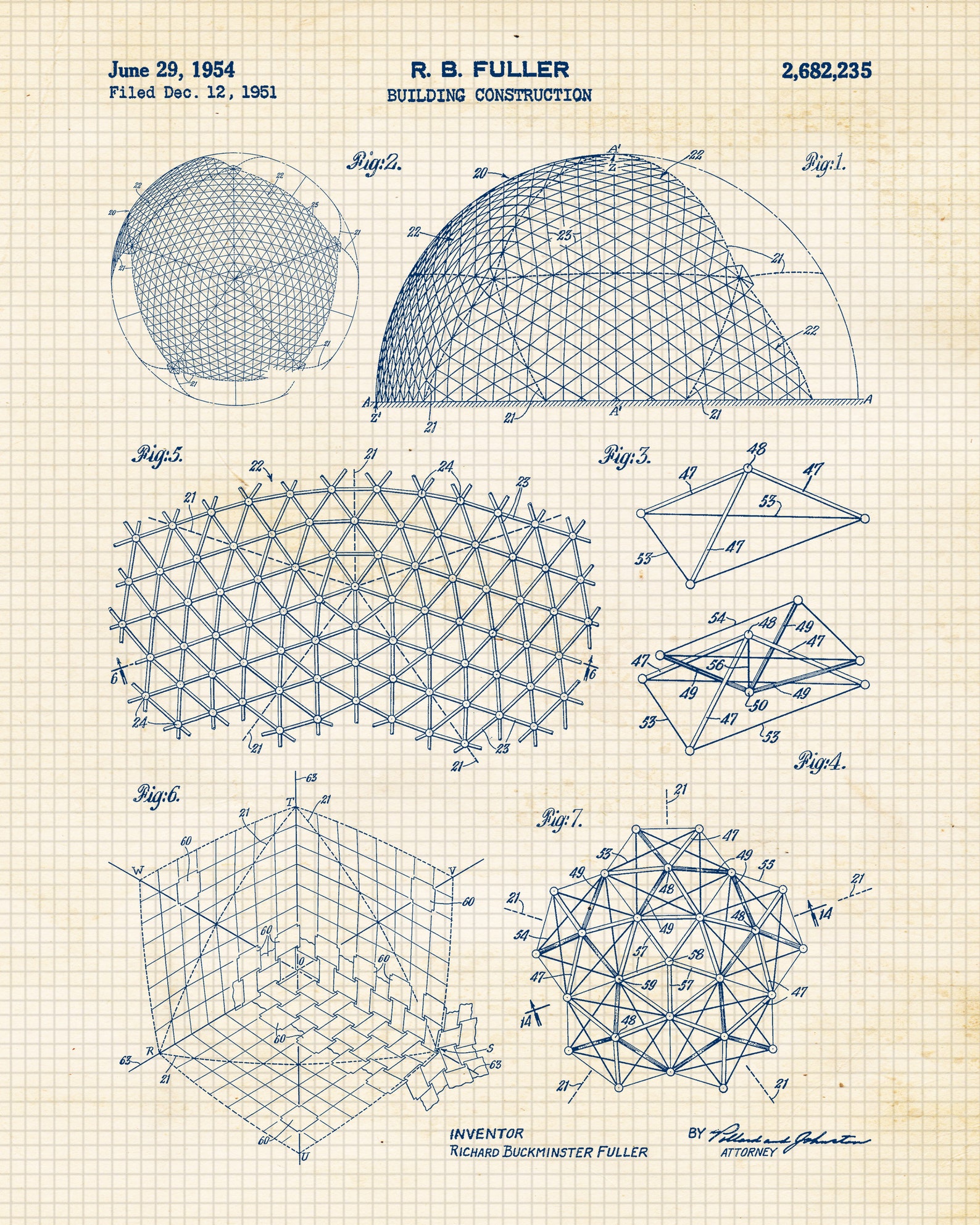 Geodesic Dome Spaceship Earth Patent Prints, 1 Unframed Photos, Wall ...
