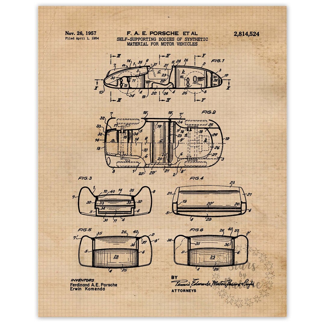 Classic Car Body Patent Prints, 1 Unframed Photos, Wall Art Decor Gift ...