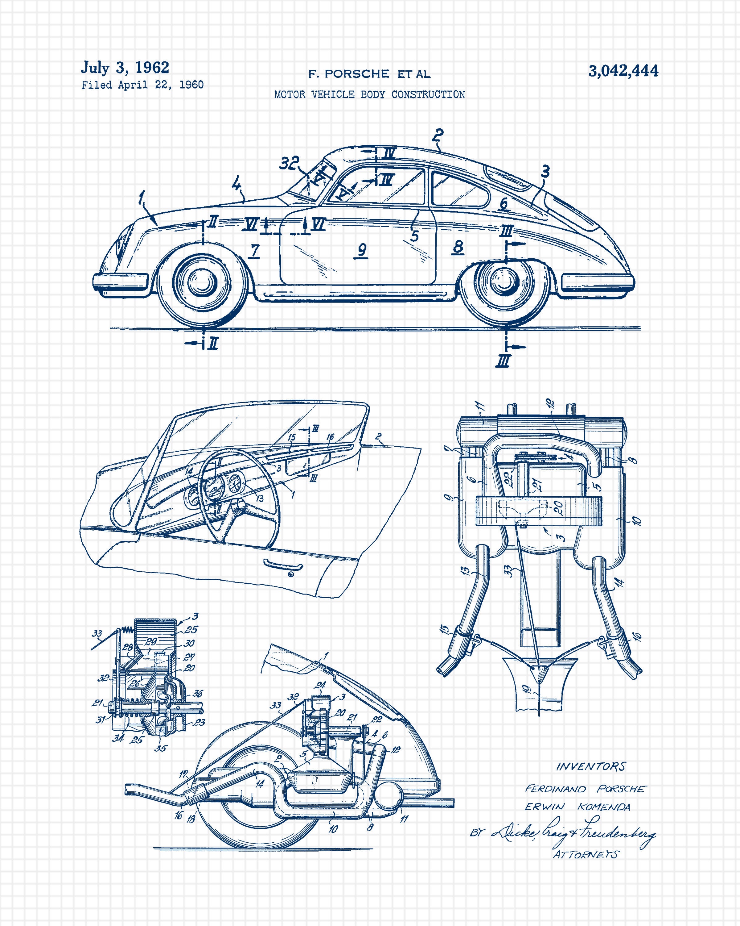 Classic 356 Auto Patent Prints, 1 Unframed Photos, Wall Art Decor Gift ...