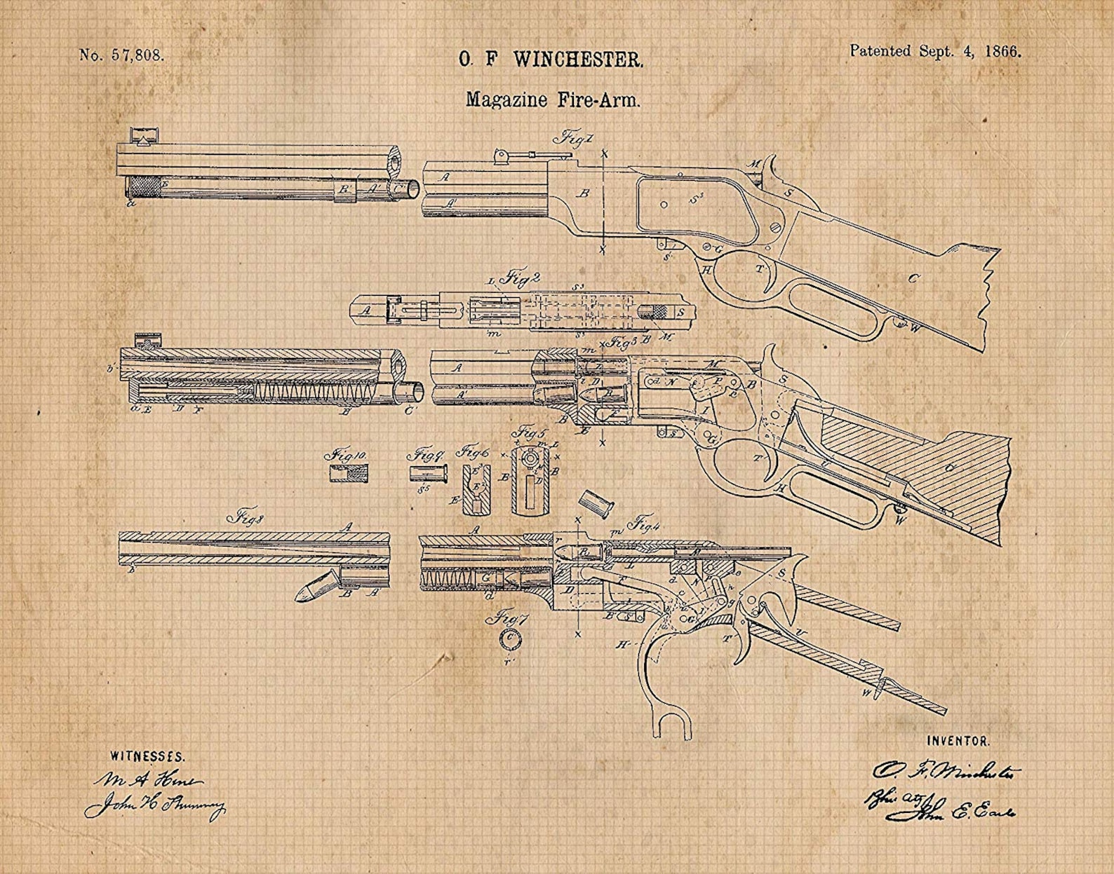 Vintage Winchester Rifle Patent Print 1 Unframed Photos Wall | Etsy
