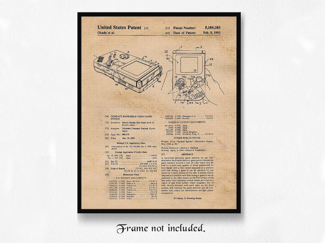Nintendo Gameboy Patent Print, 1 Unframed Photos, Wall Art Decor for ...