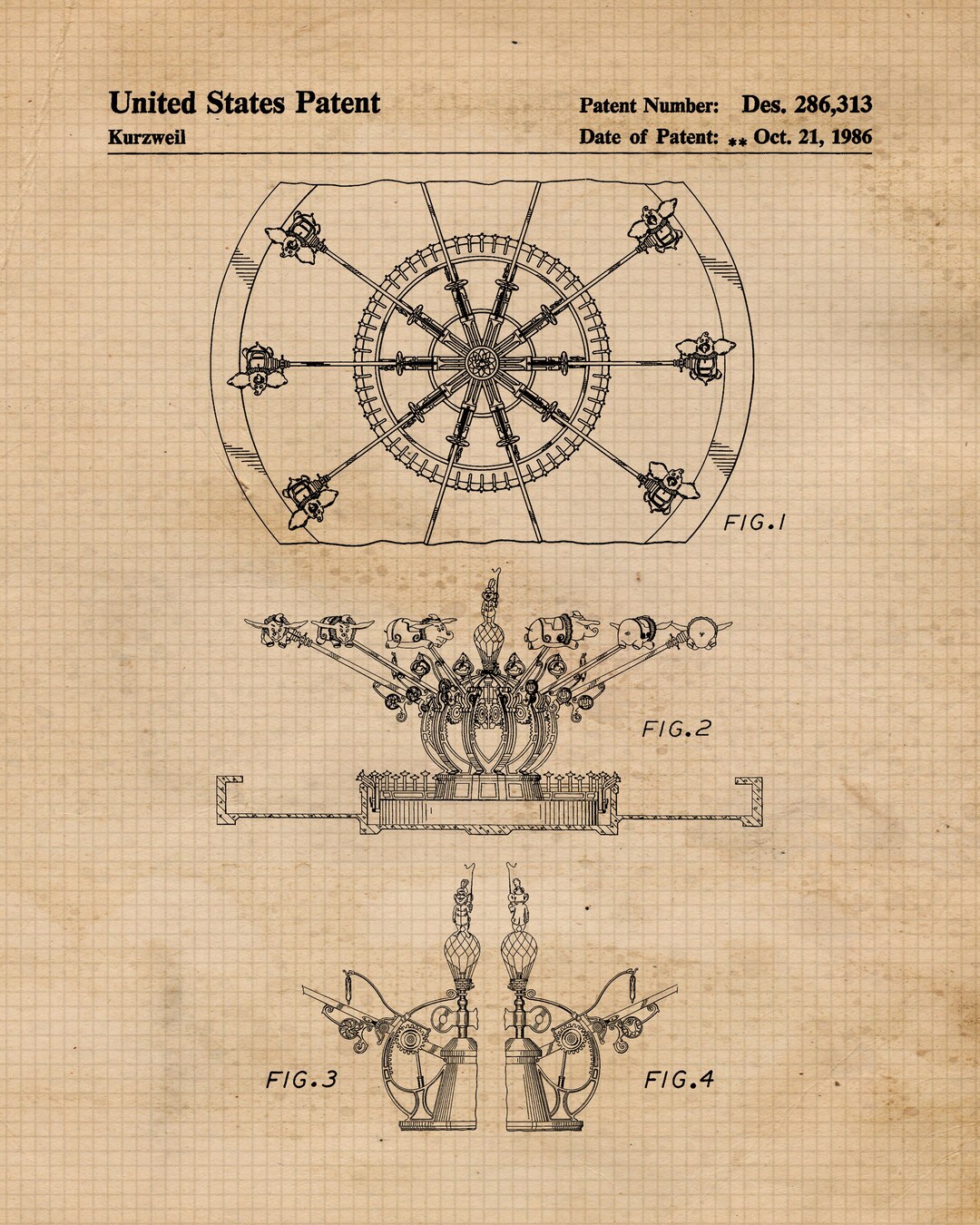 Vintage Dumbo Ride Patent Prints, 1 Unframed Photos, Wall Art Decor ...