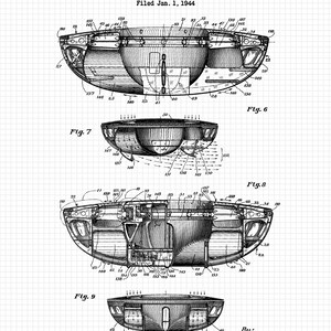 Vintage Discopter Flying Saucer Patent Prints, 4 Unframed Photos, Wall ...