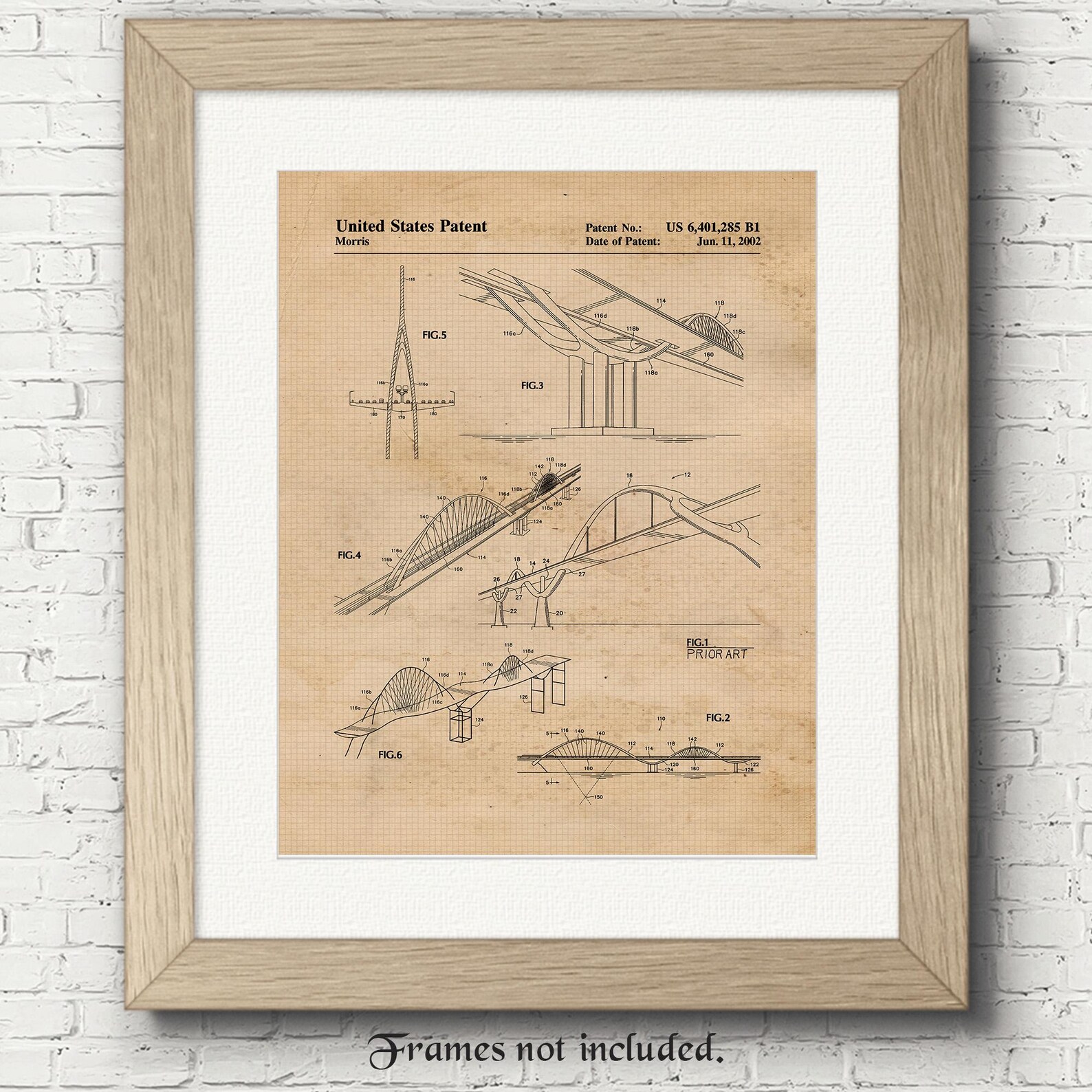 Classic Suspension Bridge Patent Prints, 1 Unframed Photos, Wall Art ...