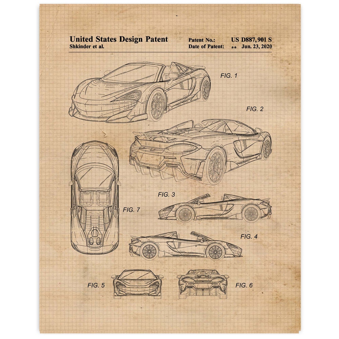 Vintage 600LT Auto Patent Prints, 1 Unframed Photos, Wall Art Decor ...
