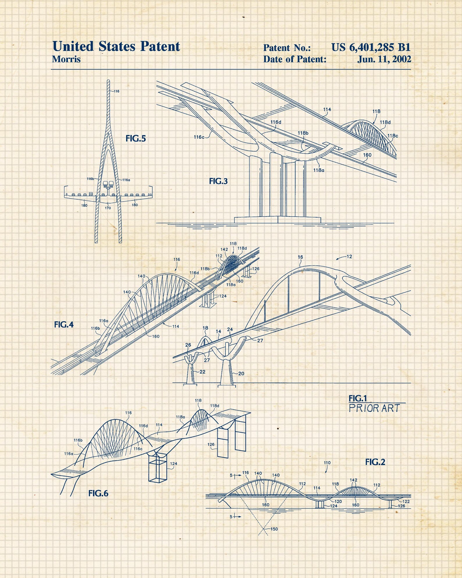 Classic Suspension Bridge Patent Prints, 1 Unframed Photos, Wall Art ...
