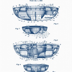 Vintage Discopter Flying Saucer Patent Prints, 4 Unframed Photos, Wall ...