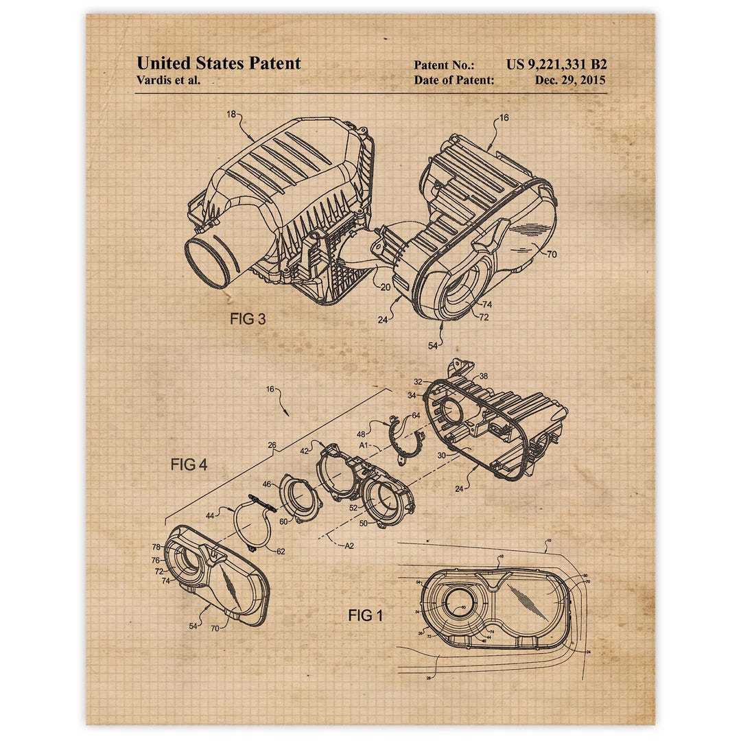 Classic Dodge Challenger Hellcat Air Induction System Patent Prints, 1 ...