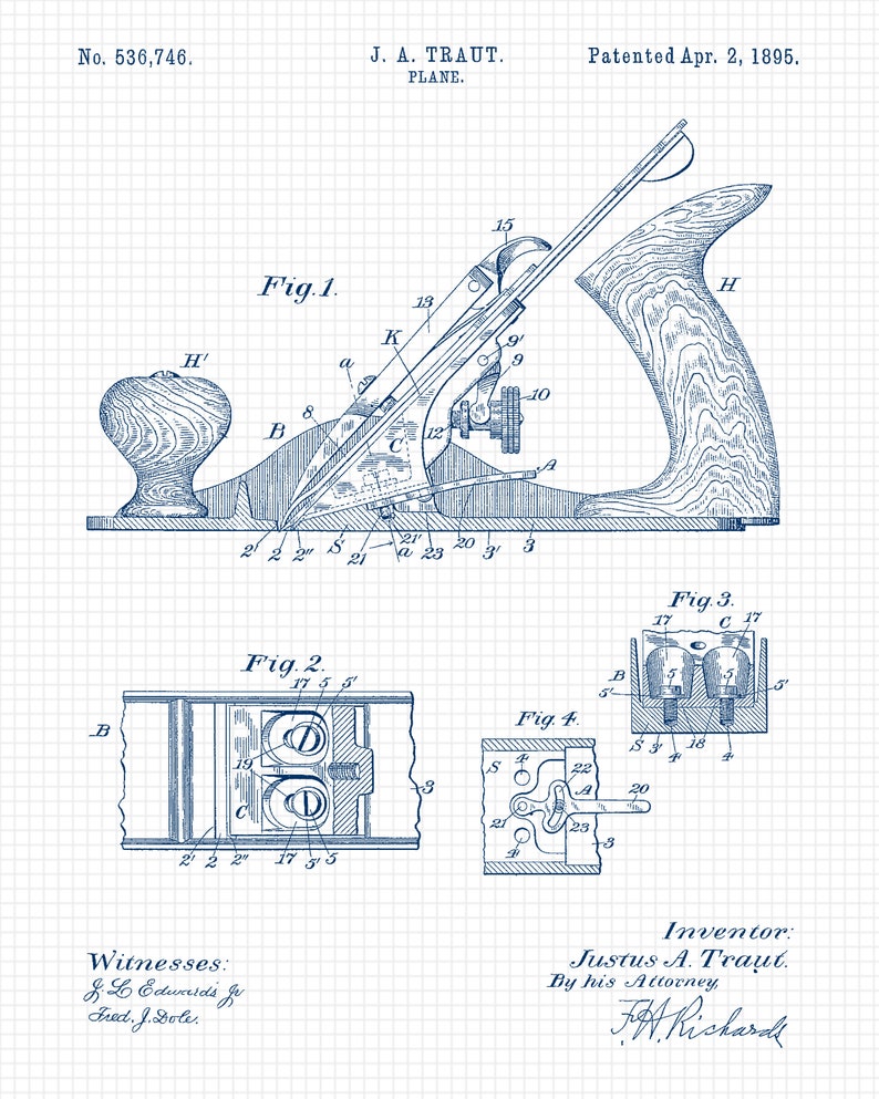Vintage Woodworking Tools Patent Prints, 6 Unframed Photos, Wall Art ...