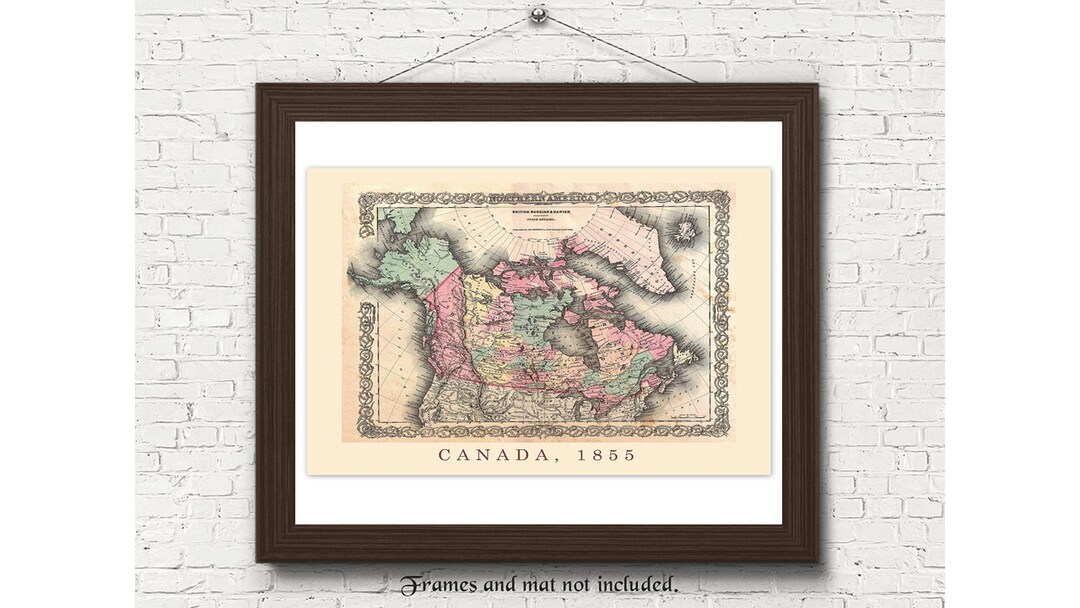 Vintage Canada 1855 Map Replica Prints, 1 Unframed Photos, Wall Art ...