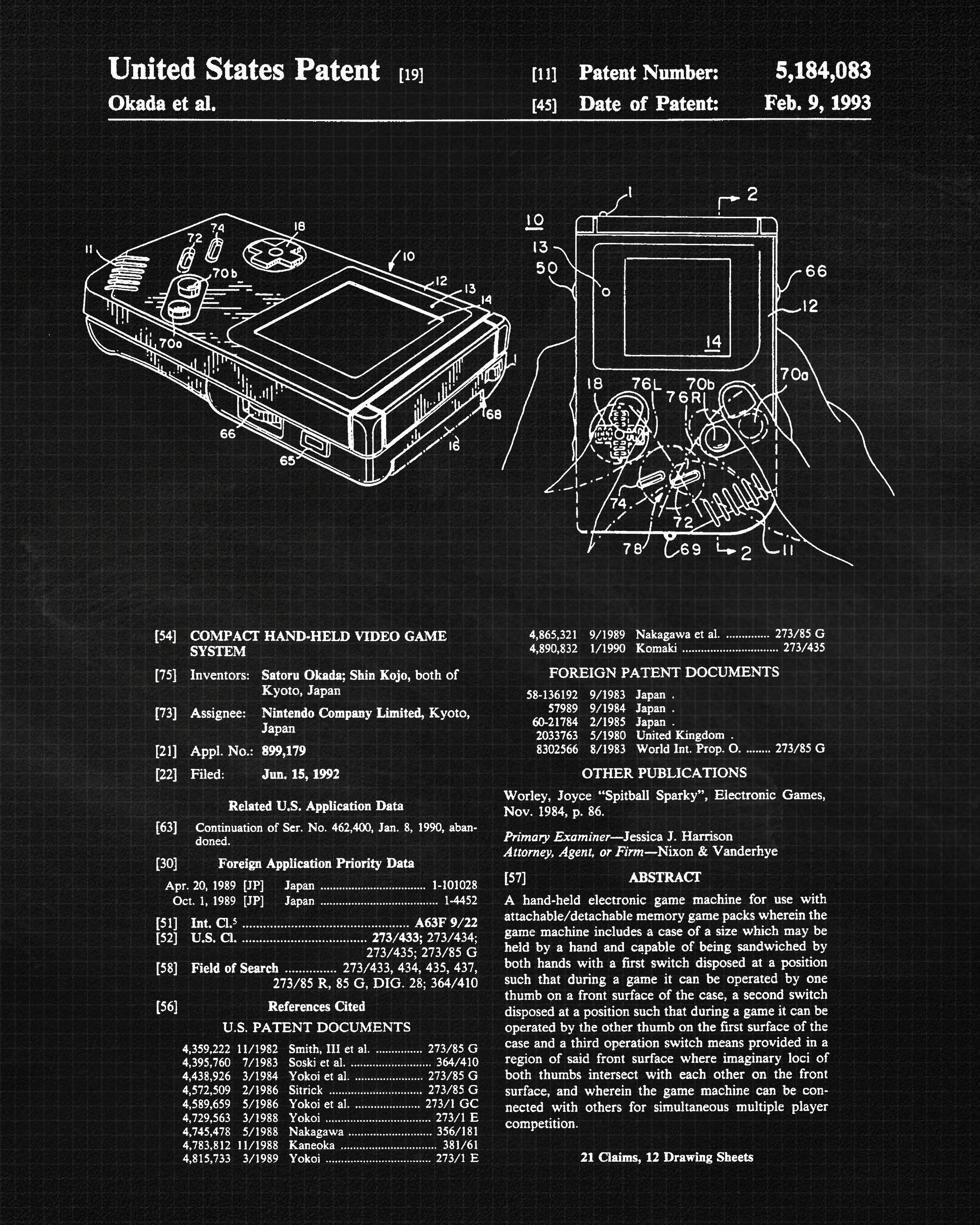 Nintendo Gameboy Patent Print 1 Unframed Photos Wall Art | Etsy