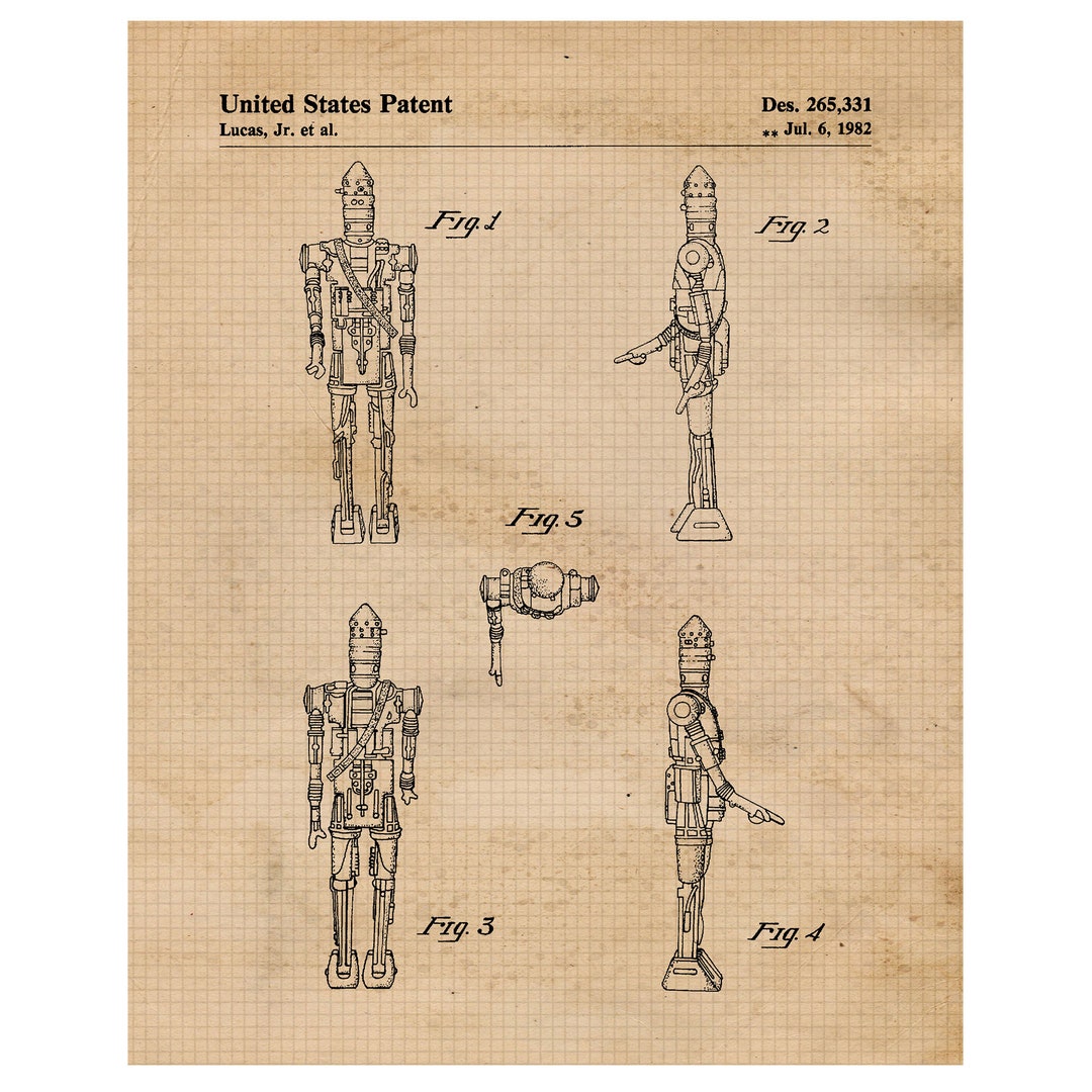 Classic IG88 Bounty Hunter Robot Patent Prints, 1 Unframed Photos, Wall ...