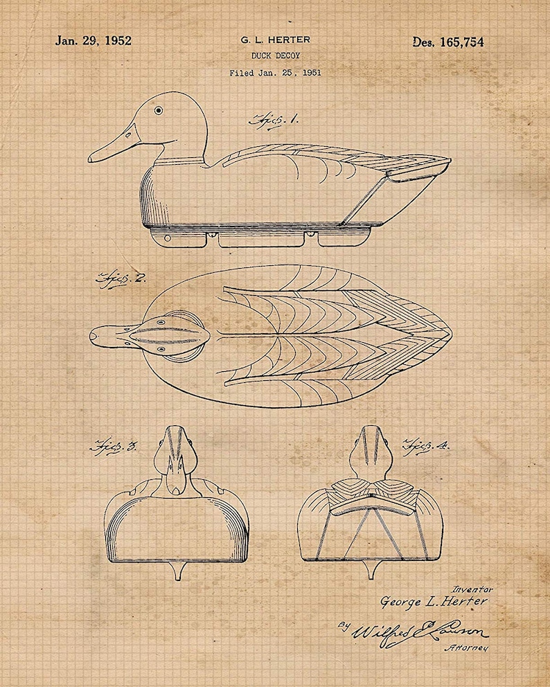 Vintage Duck Hunting Decoy Patent Prints 4 Unframed Photos - Etsy