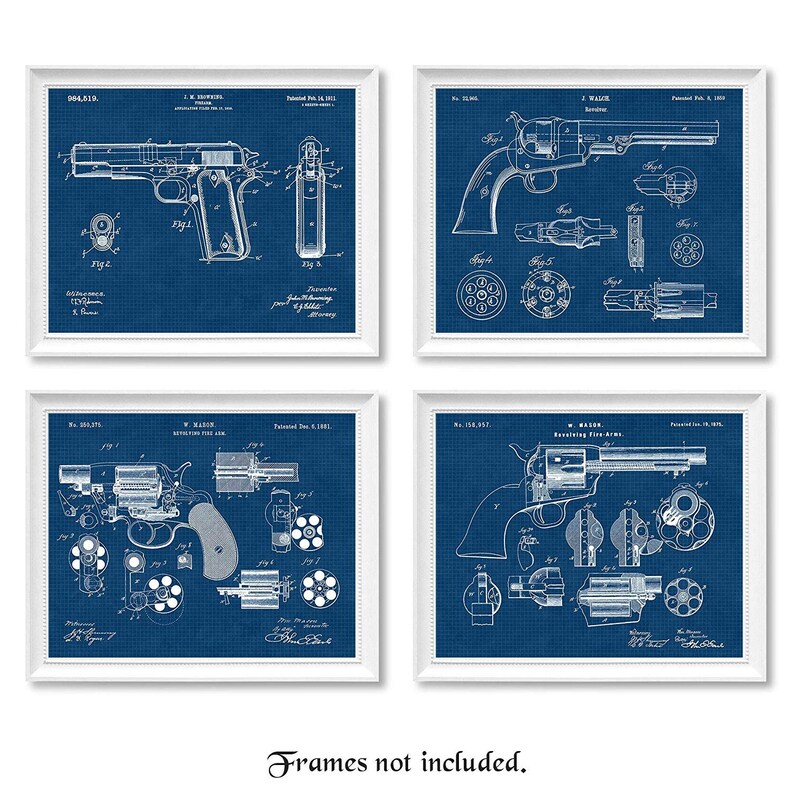 Vintage Colt & Peacemaker Gun Patent Poster Prints Set of 4 | Etsy