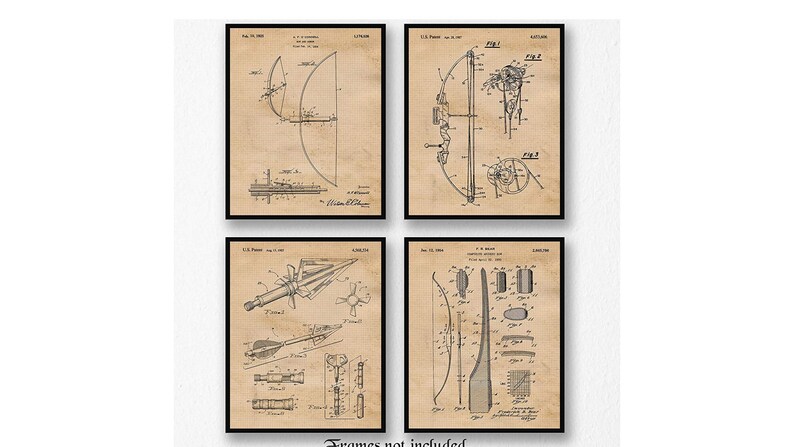 Vintage Bow Arrow Patent Prints 4 Unframed Photos Wall Art - Etsy