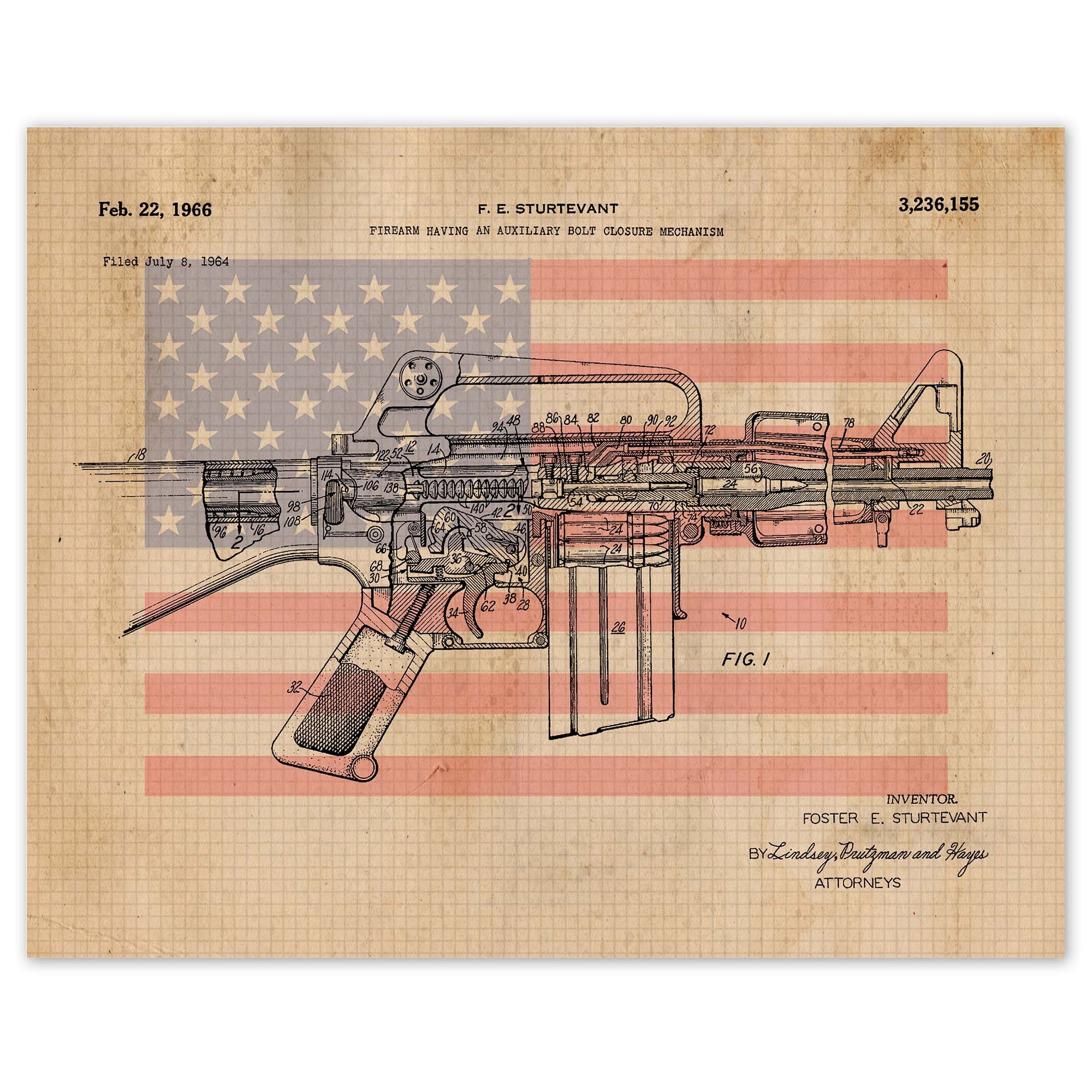 Vintage AR15 Rifle Gun Patent Prints 1 Unframed Photos Wall - Etsy