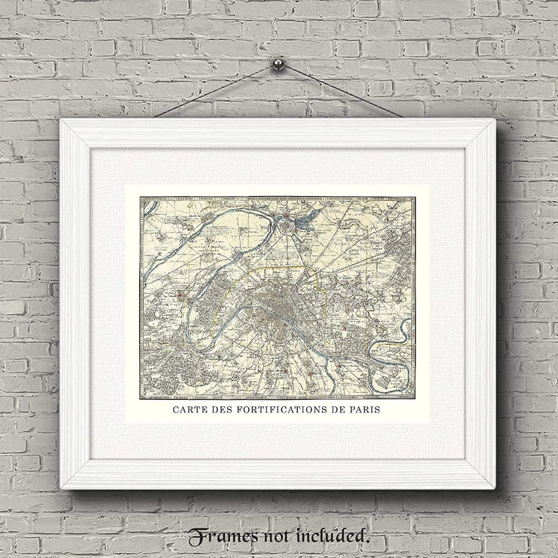 Vintage 1832 Paris France Replica Map Prints, 1 Unframed Photos, Wall ...
