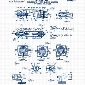 Vintage Vinyl Record Player Patent Prints, 4 Unframed Photos, Wall Art ...