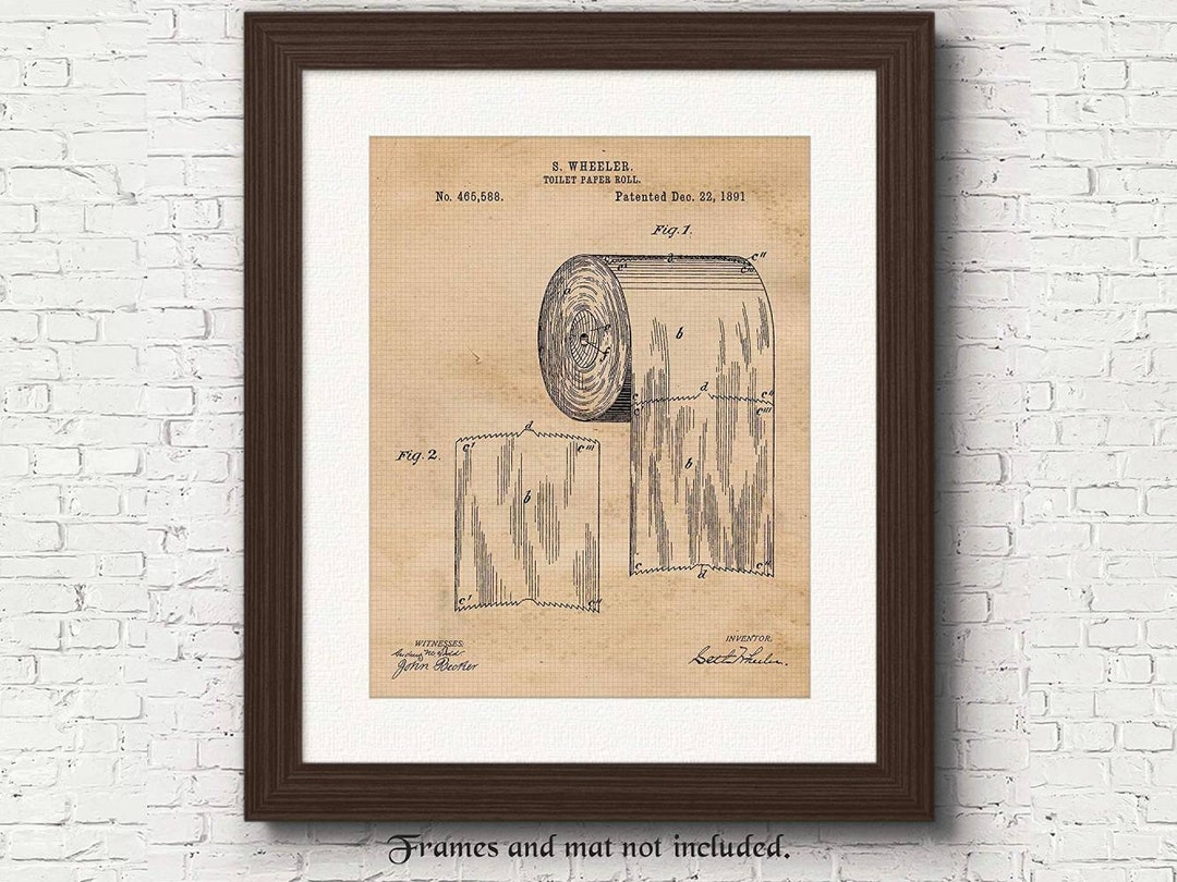 Toilet Paper Tissue Patent Prints, 1 Unframed Photos, Wall Art Humor ...