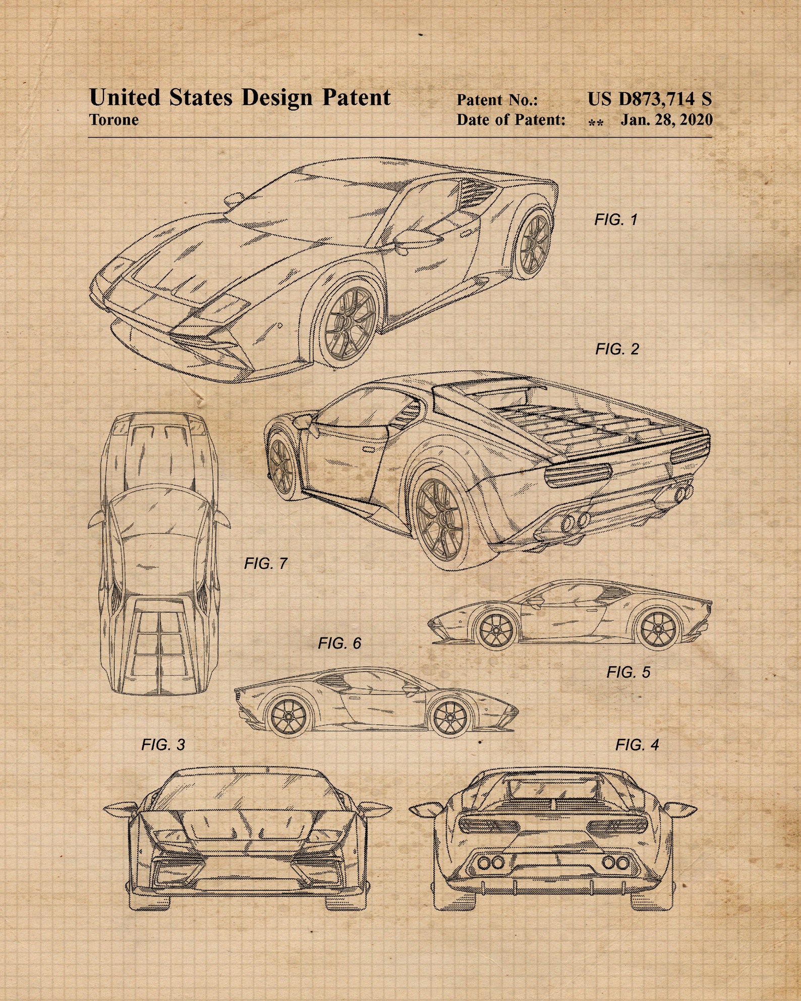 Classic Pantera Restomod Auto Patent Prints, 1 Unframed Photos, Wall ...