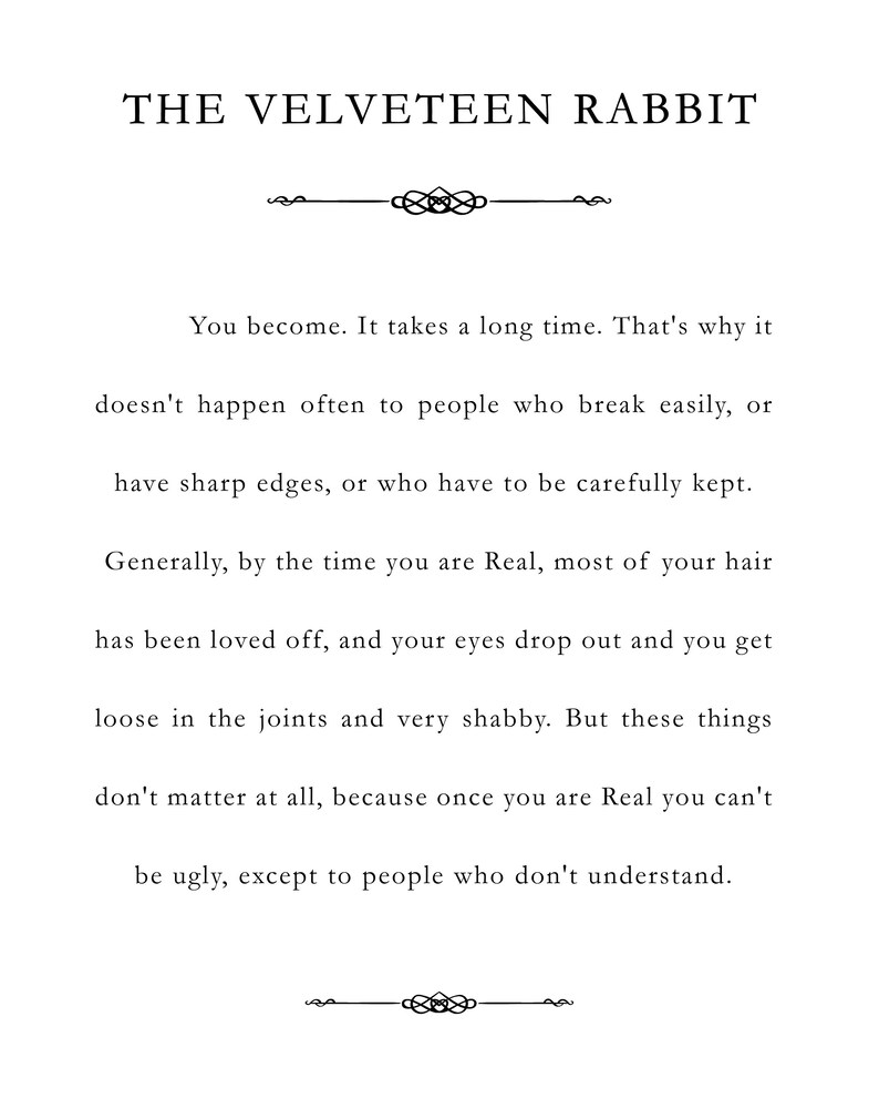 Inspirational Velveteen Rabbit You Become Quote 1 Unframed - Etsy