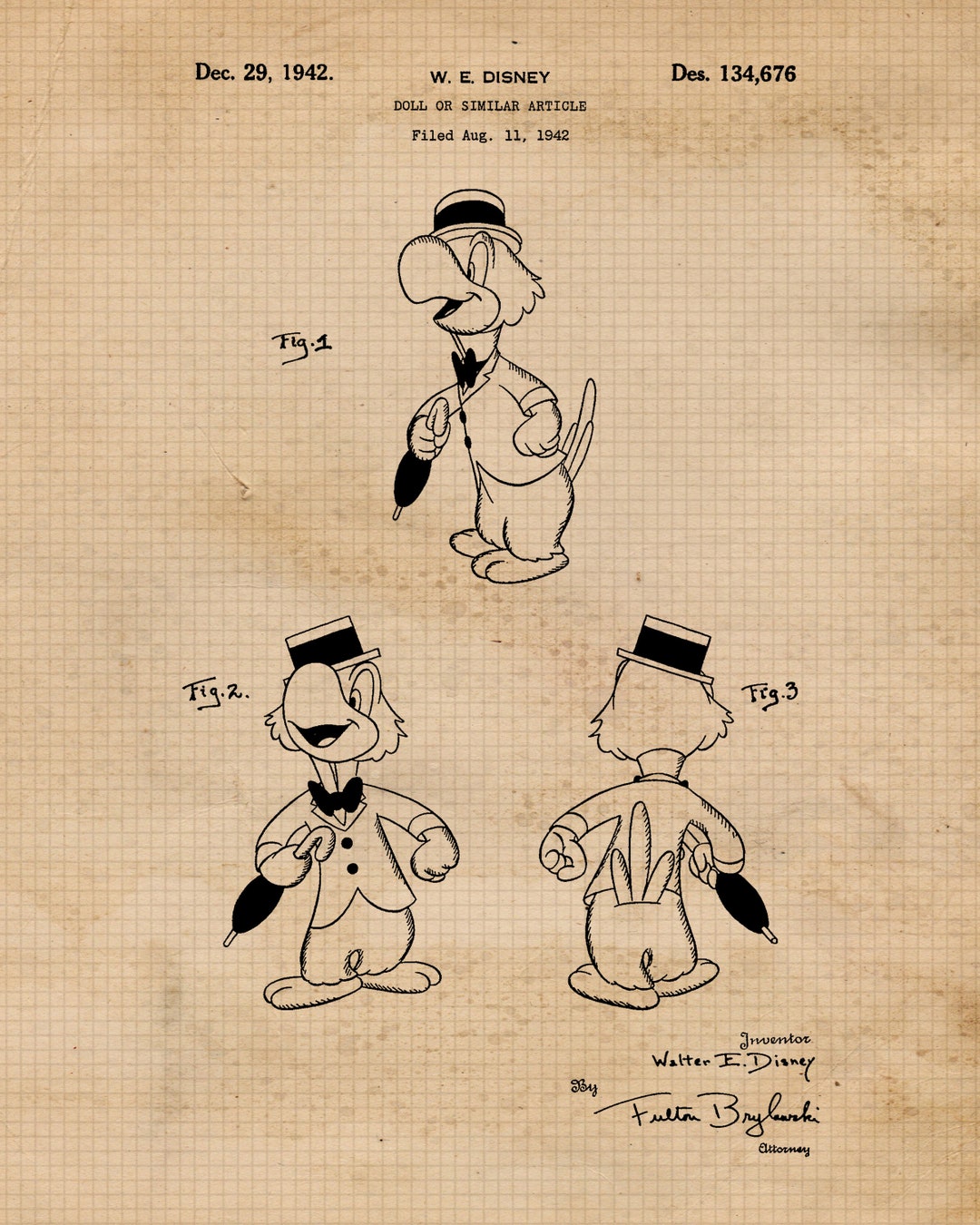 Vintage Character Patent Print, 1 Unframed Photo, Wall Art Decor Gifts ...