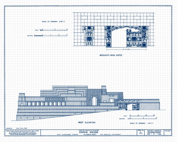 Ennis House Frank Lloyd Wright Floor Plan Wasmuth Portfolio