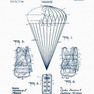 Classic Military Airborne Airplane Helicopter Parachute Patent Prints ...