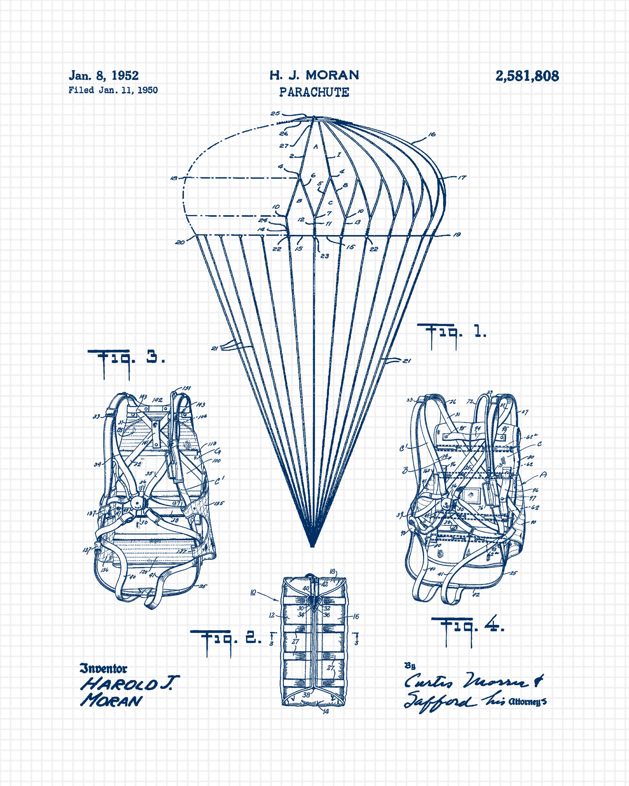 Classic Military Airborne Airplane Helicopter Parachute Patent Prints ...