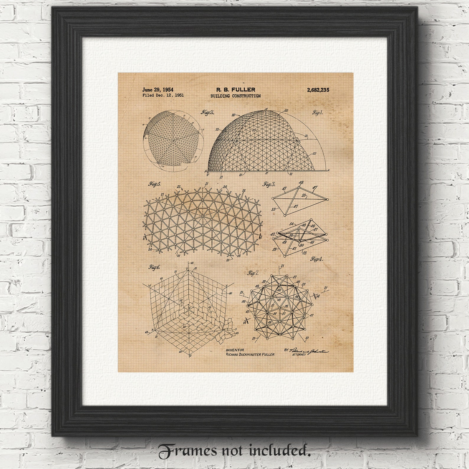 Geodesic Dome Spaceship Earth Patent Prints, 1 Unframed Photos, Wall ...