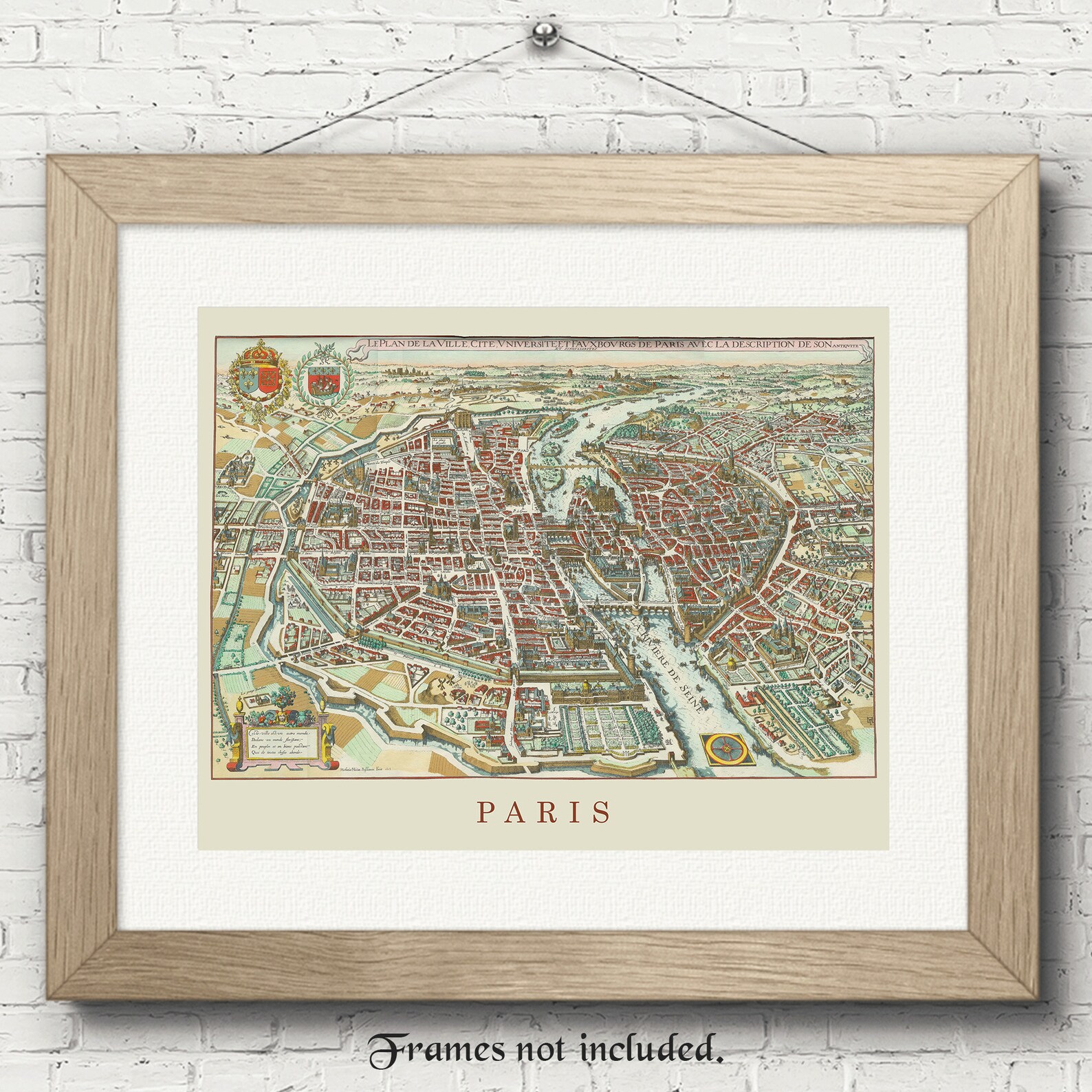 Vintage 1615 Paris France Replica Map Prints, 1 Unframed Photos, Wall ...